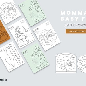 PATTERNS Mom and Baby Fox Stained Glass Patterns Digital - Etsy