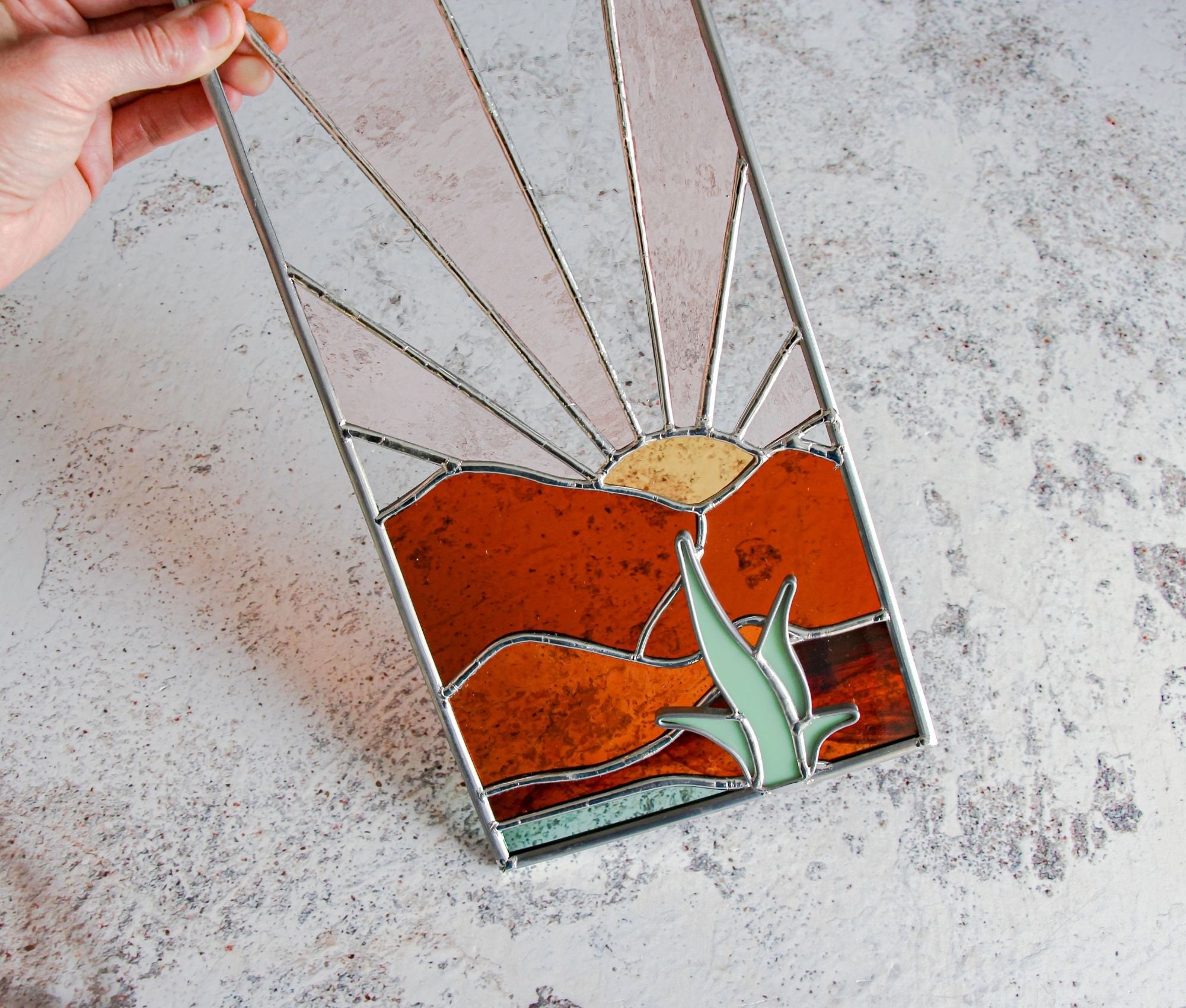 PATTERN • Mountain Sunrise Stained Glass Pattern • Digital Download ...