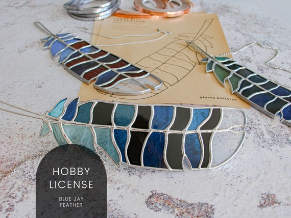 PATTERN Blue Jay Feather Stained Glass Patterns Digital | Etsy