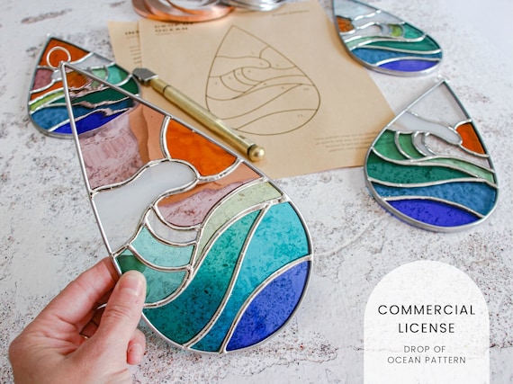 PATTERN Drop of Ocean Stained Glass Pattern Digital - Etsy