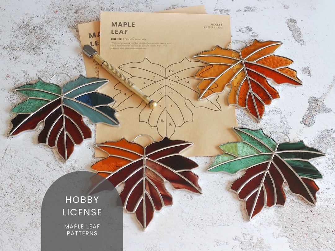 PATTERN • Maple Leaf Stained Glass Pattern • Digital Download: Hobby ...