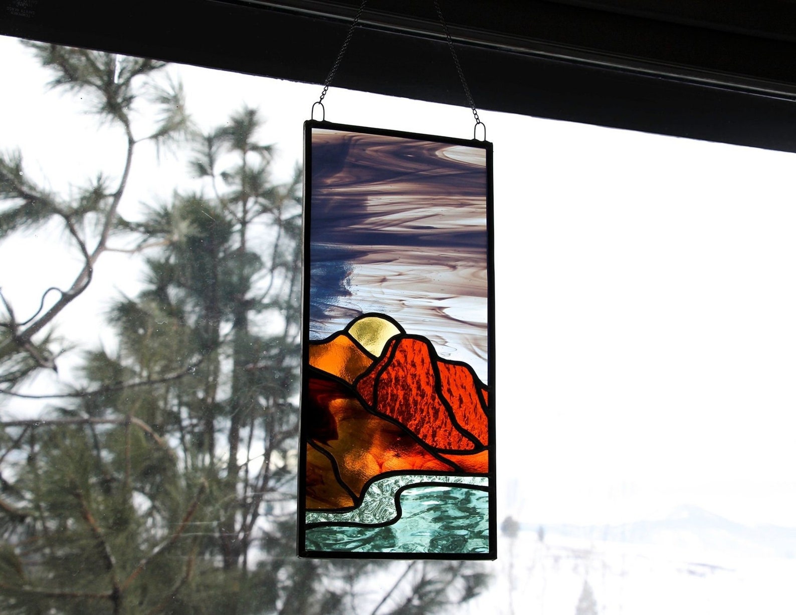 PATTERN Mountain Lake Landscape Stained Glass Pattern - Etsy