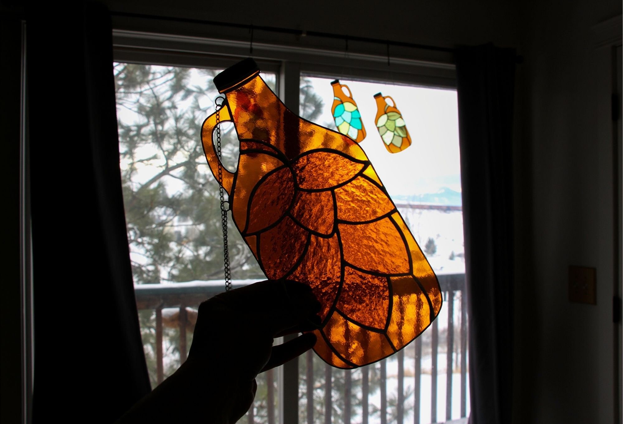 PATTERNS Beer Growler With Hops Stained Glass Pattern | Etsy