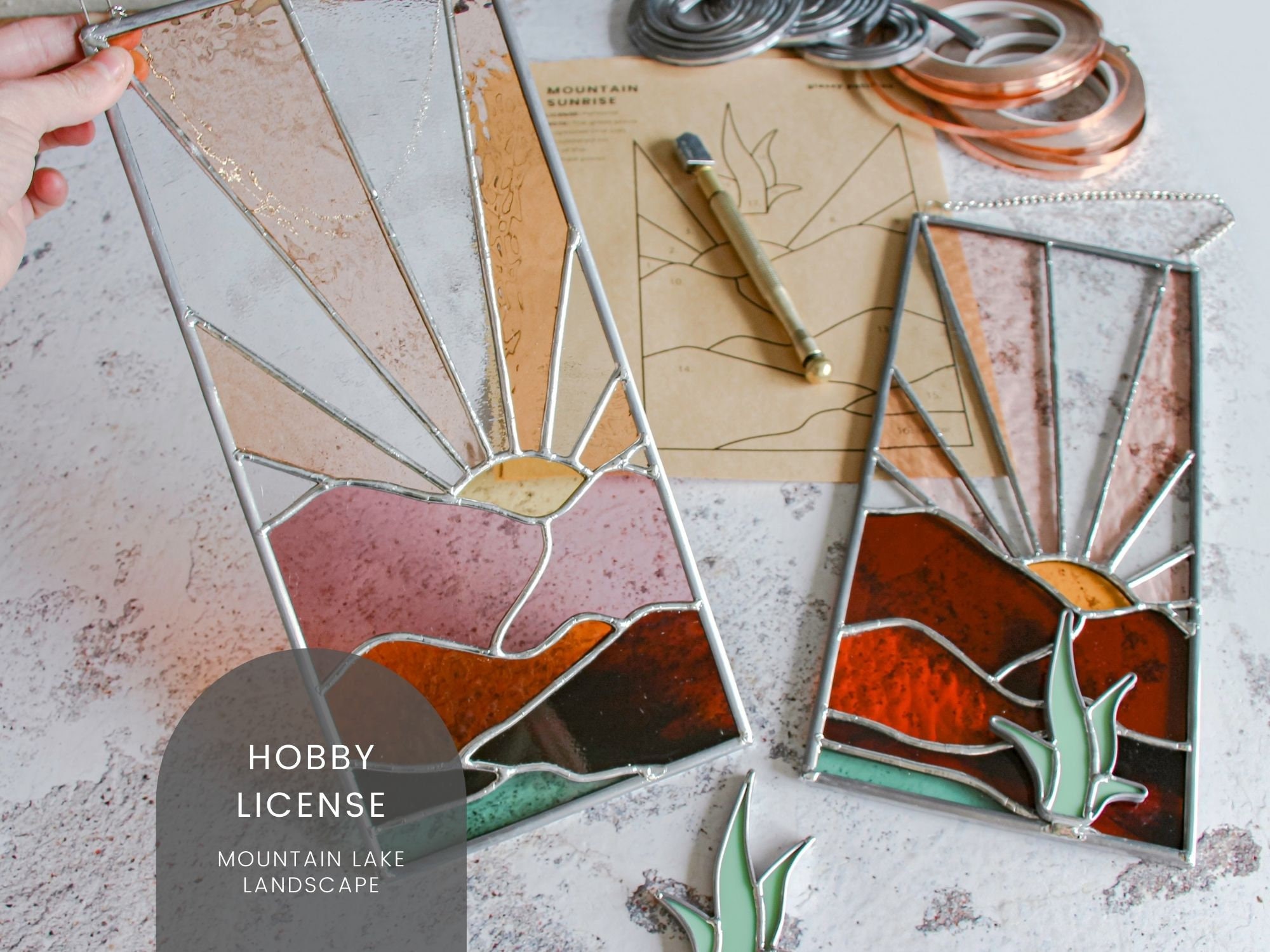 PATTERN Mountain Sunrise Stained Glass Pattern Digital - Etsy