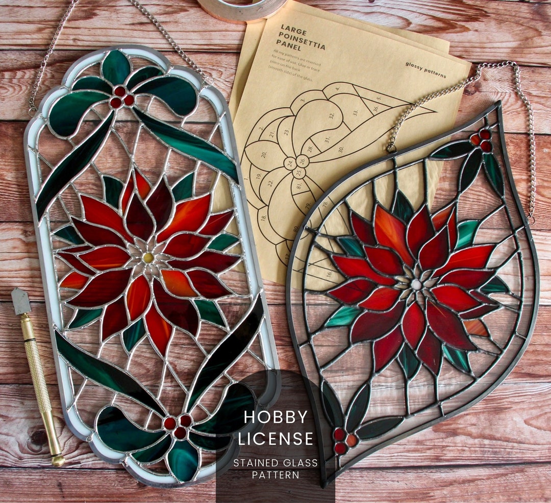 PATTERNS • Poinsettia Flower Stained Glass Patterns • Digital Download ...