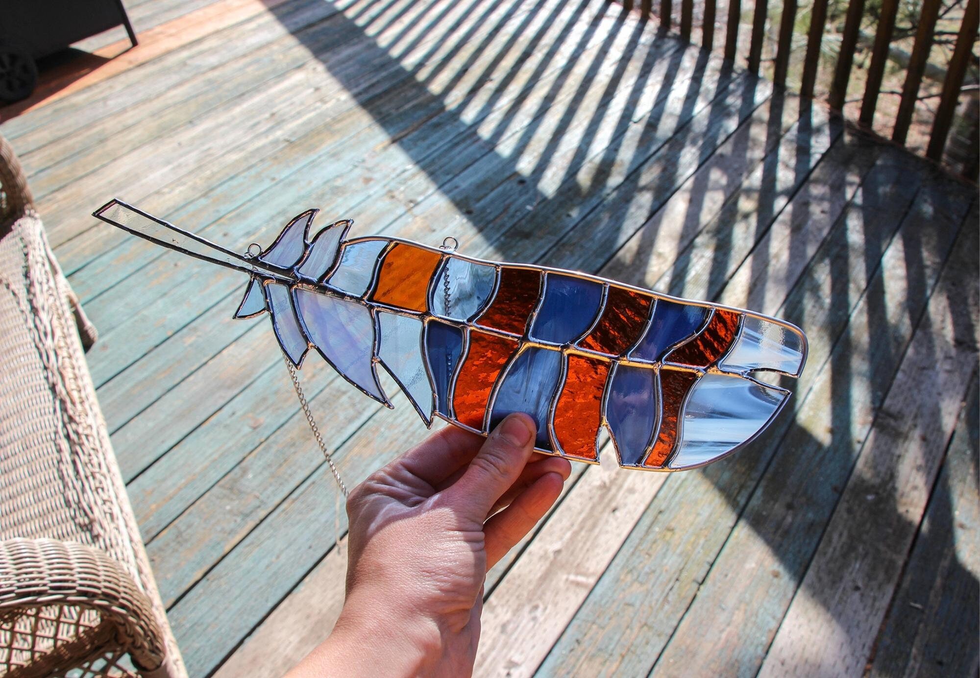 PATTERN Blue Jay Feather Stained Glass Patterns Digital | Etsy