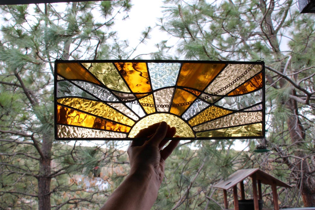 Stained Glass Sunscape Panel - Sun Catcher Window Decor - Etsy