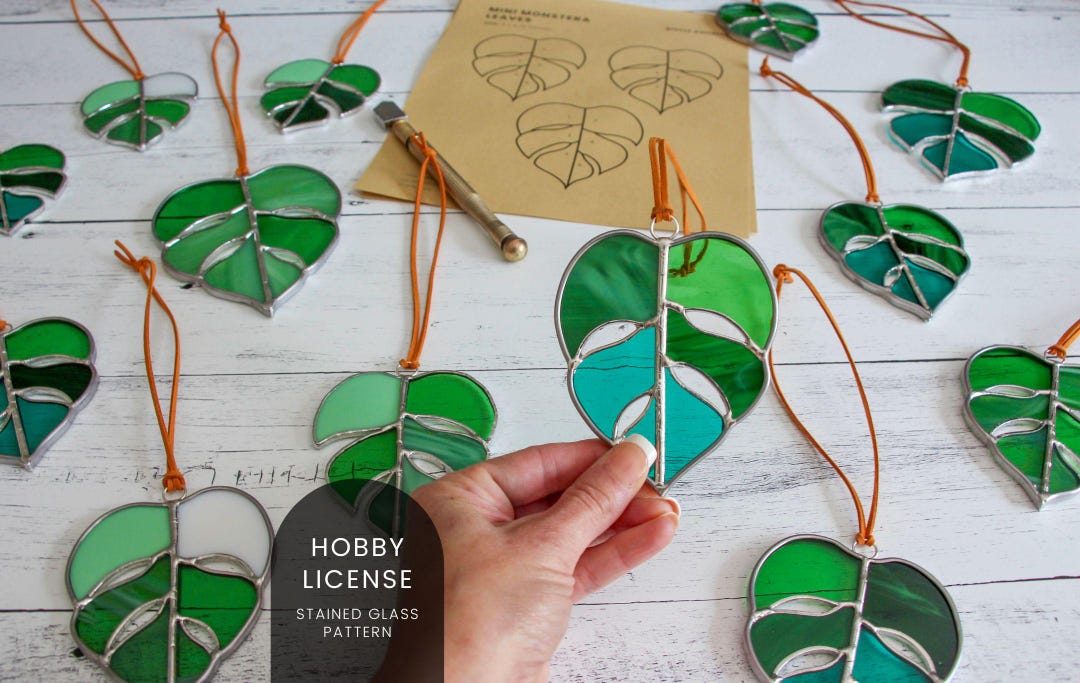 PATTERNS • Mini Monstera Deliciosa Leaf Stained Glass Patterns ...