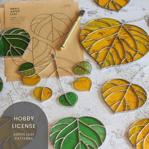 PATTERNS • 4 Aspen Leaf Stained Glass Patterns • Digital Download ...