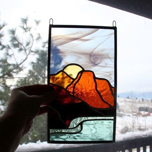 PATTERN • Mountain Lake Landscape Stained Glass Pattern • Digital ...