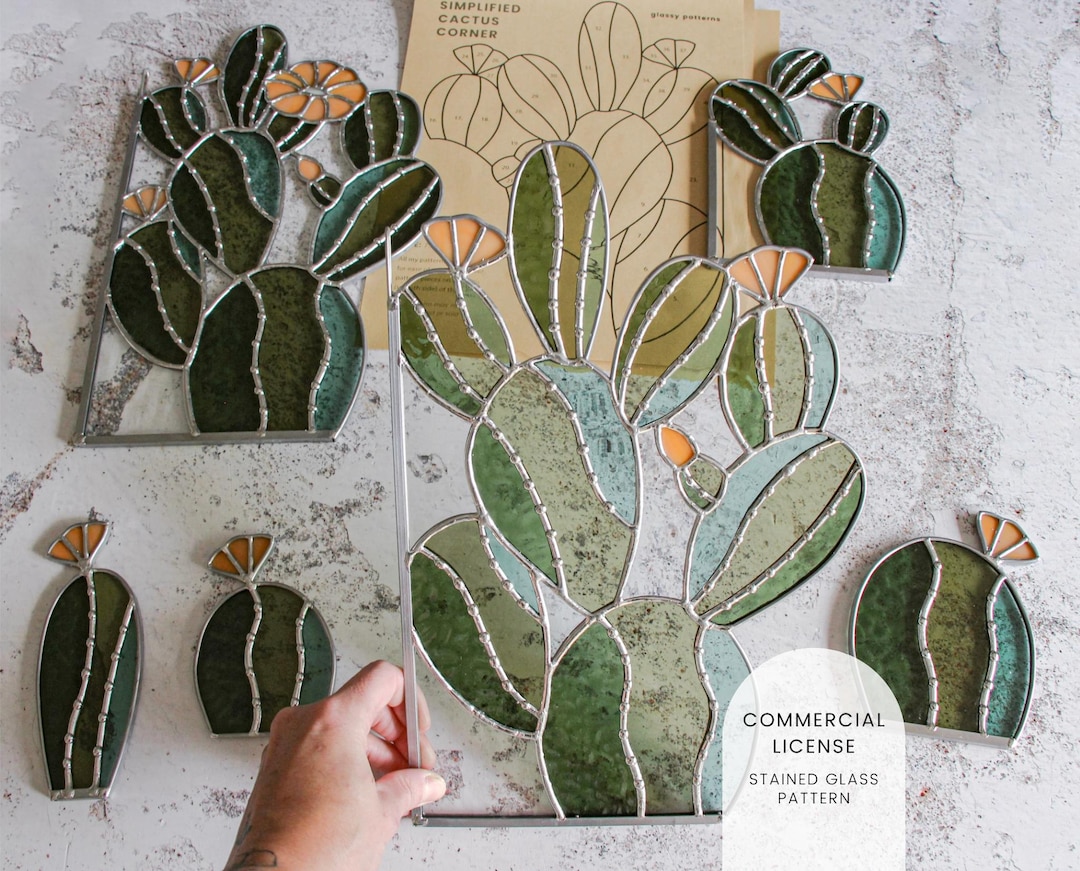 PATTERNS • Floral Cactus Stained Glass Patterns • Digital Download ...