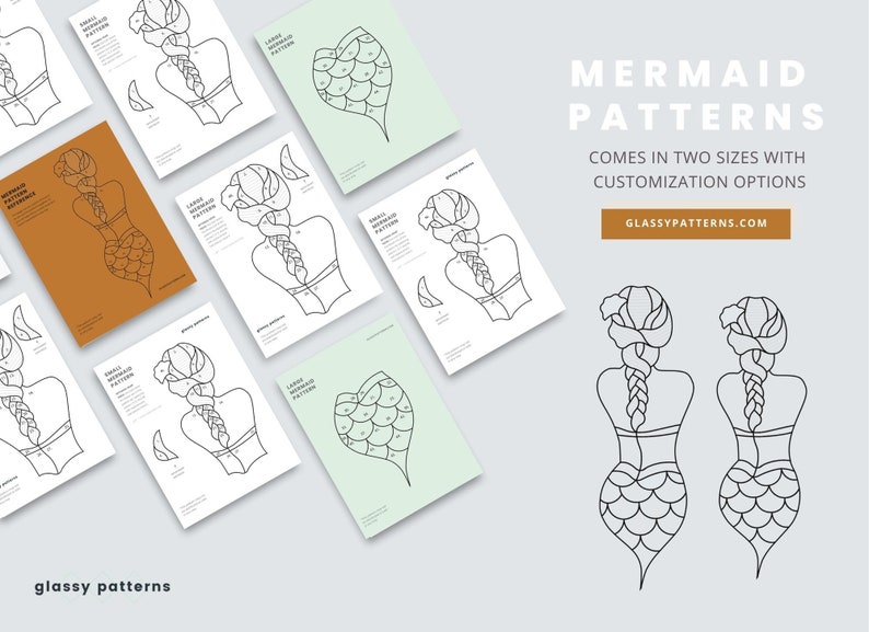 PATTERN • Mermaid With Braid Stained Glass Pattern • Digital Download ...