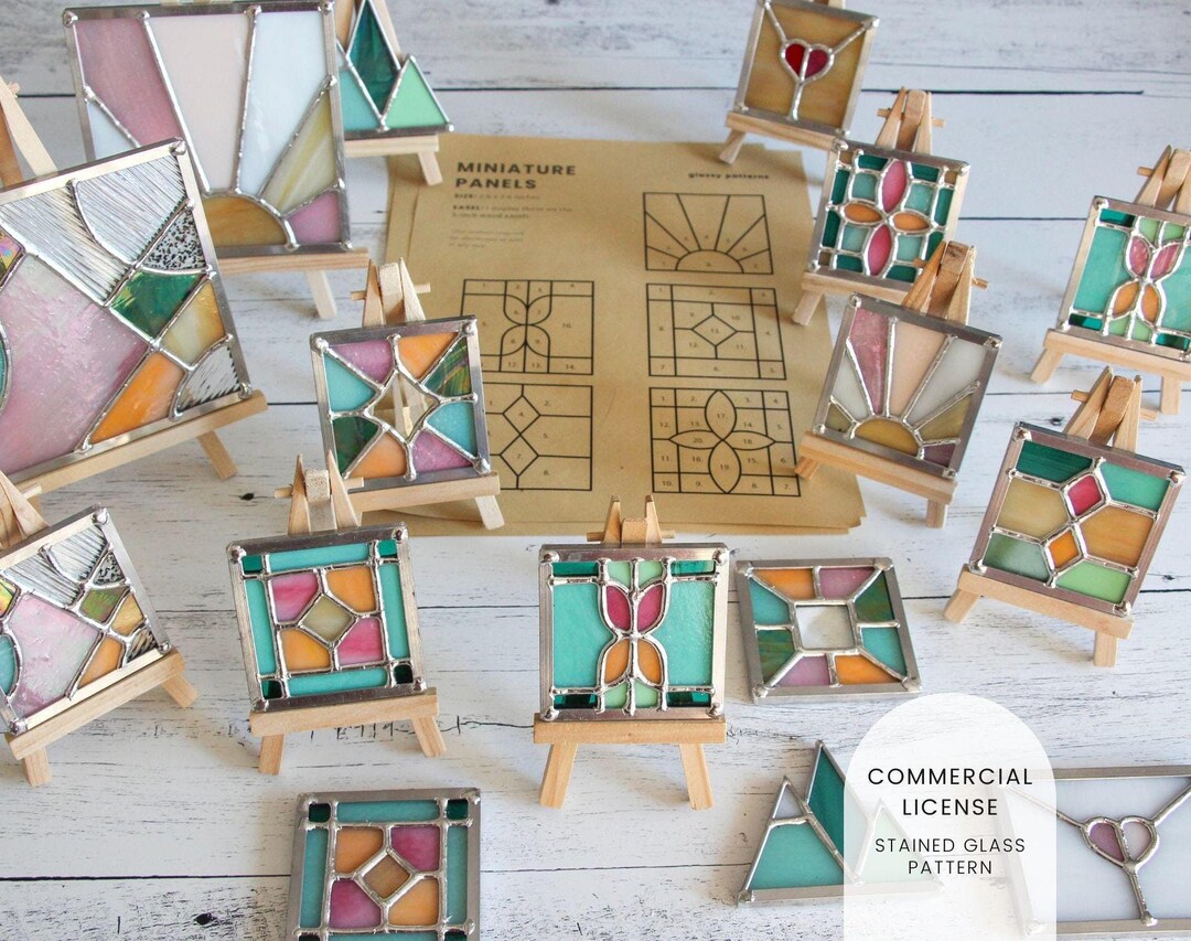 PATTERNS Miniature Stained Glass Panel for Easels Digital Download ...