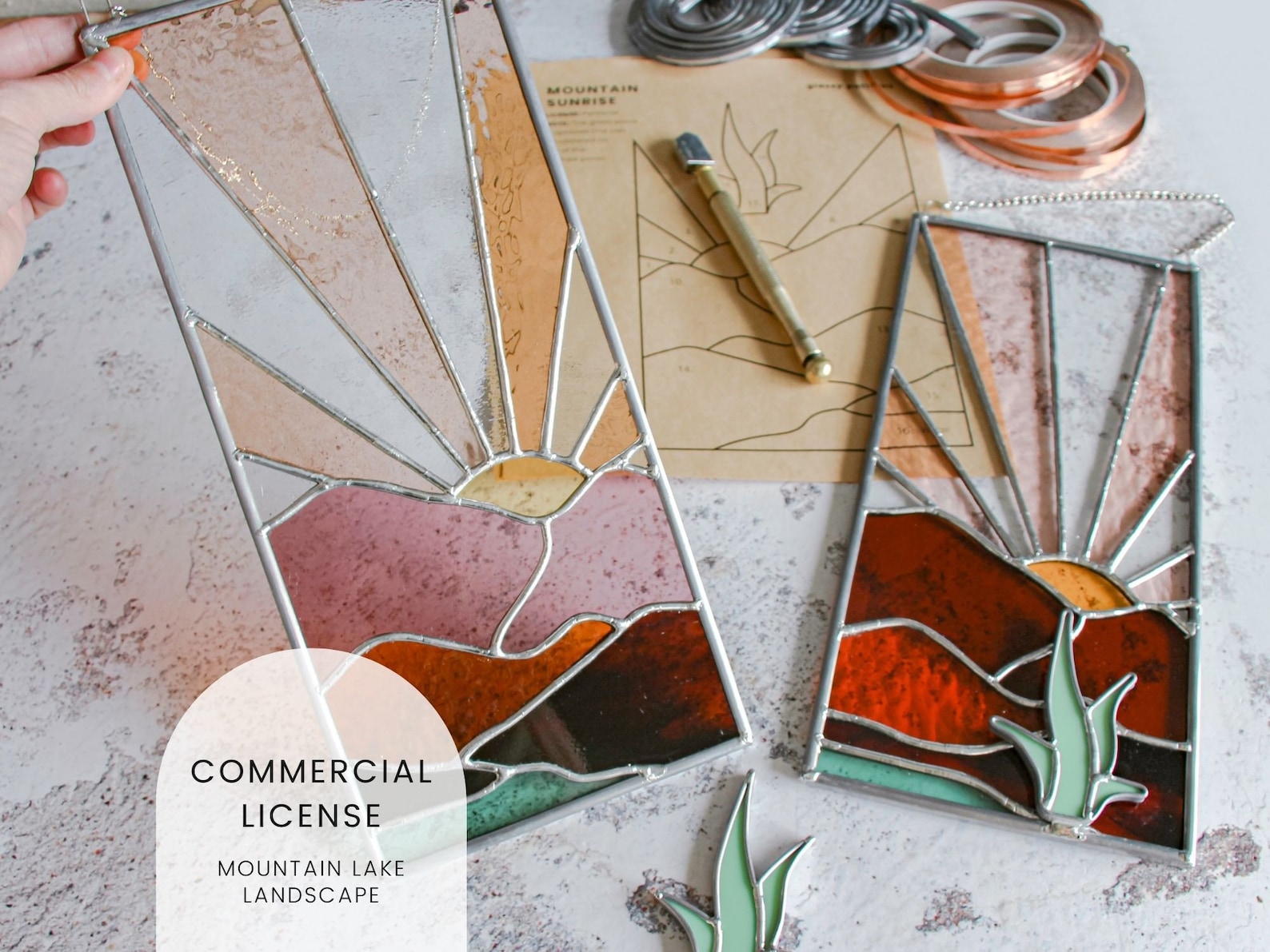 PATTERN Mountain Sunrise Stained Glass Pattern Digital - Etsy