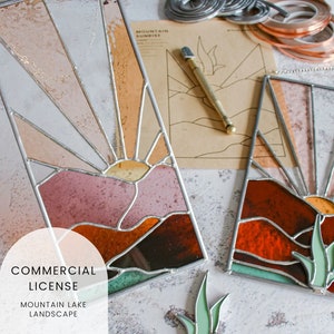 PATTERN • Mountain Sunrise Stained Glass Pattern • Digital Download ...
