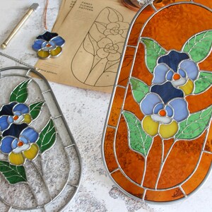 PATTERNS • 3 Pansy Flower Stained Glass Patterns • Digital Download ...