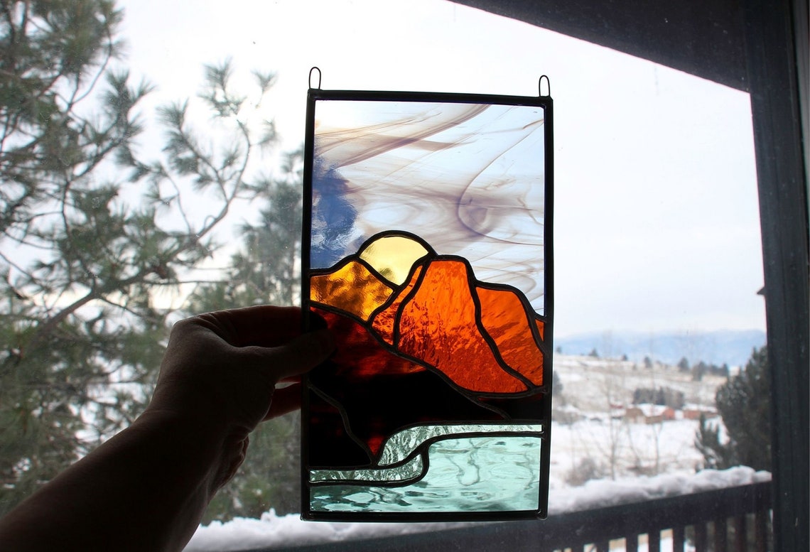 PATTERN Mountain Lake Landscape Stained Glass Pattern - Etsy