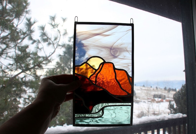 PATTERN Mountain Lake Landscape Stained Glass Pattern - Etsy