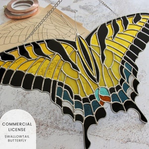 PATTERN Swallowtail Butterfly Stained Glass Panel Patterns Digital ...