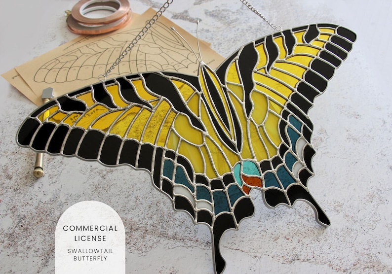 PATTERN Swallowtail Butterfly Stained Glass Panel Patterns - Etsy