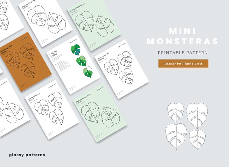 PATTERNS • Mini Monstera Deliciosa Leaf Stained Glass Patterns ...