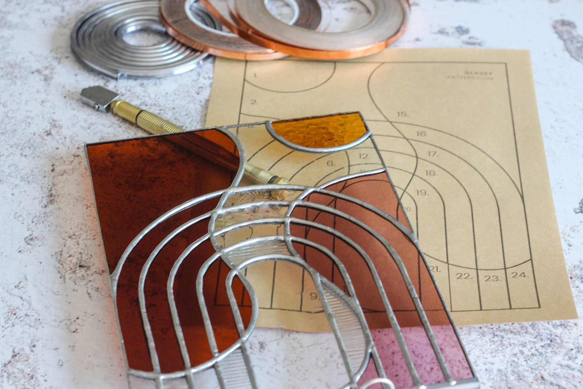 PATTERN Boho Rainbow Panel Stained Glass Pattern Digital - Etsy