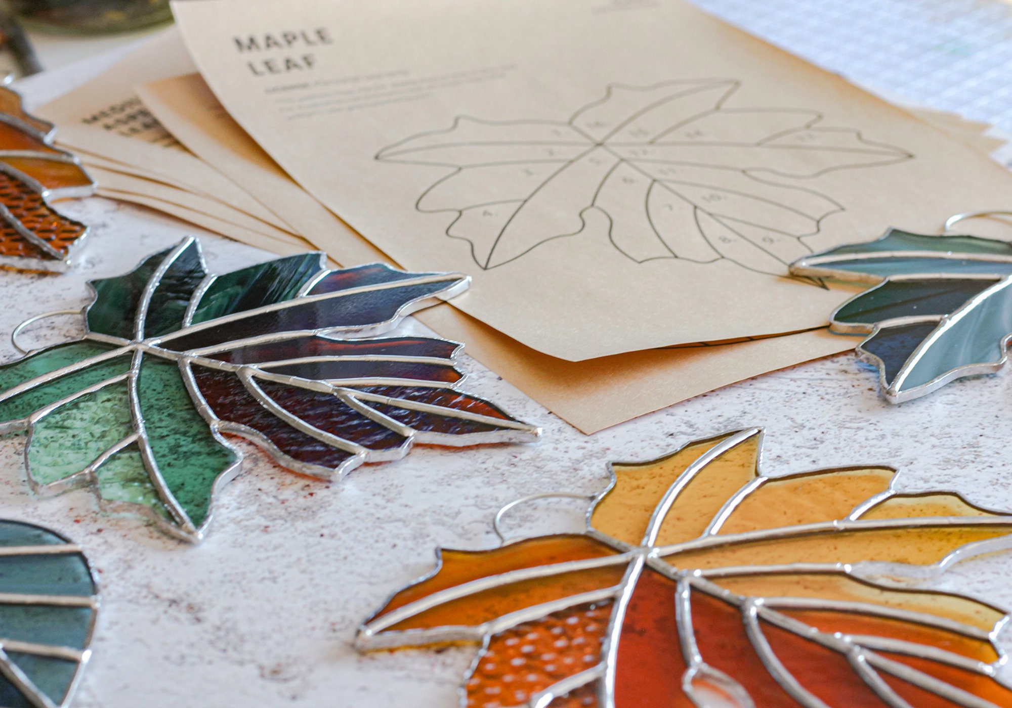 PATTERN Maple Leaf Stained Glass Pattern Digital Download: | Etsy