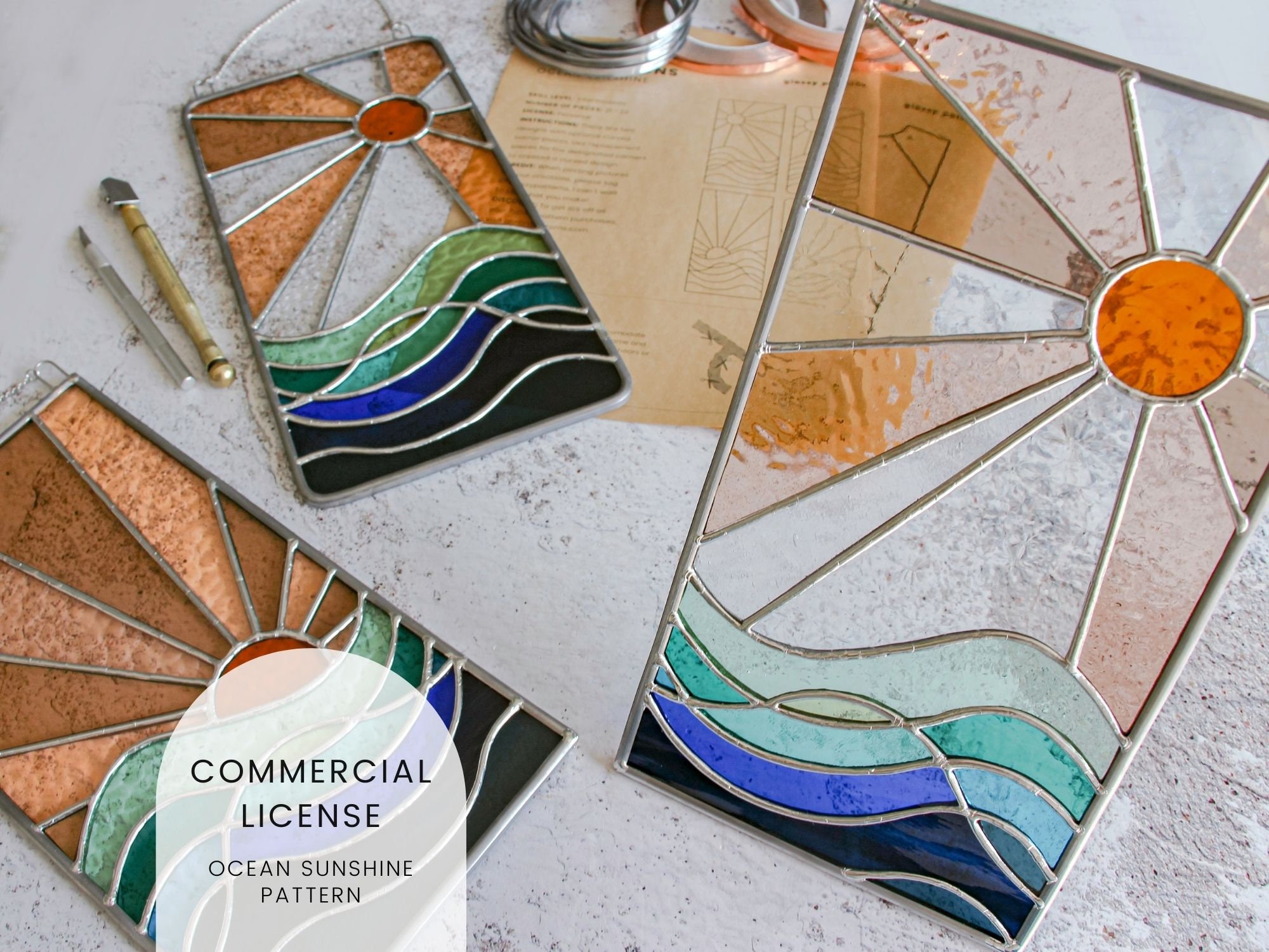 PATTERNS 2 Ocean Sunshine Stained Glass Patterns Digital - Etsy