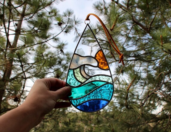 Landscape Stained Glass Ocean Patterns Stained Glass Waves