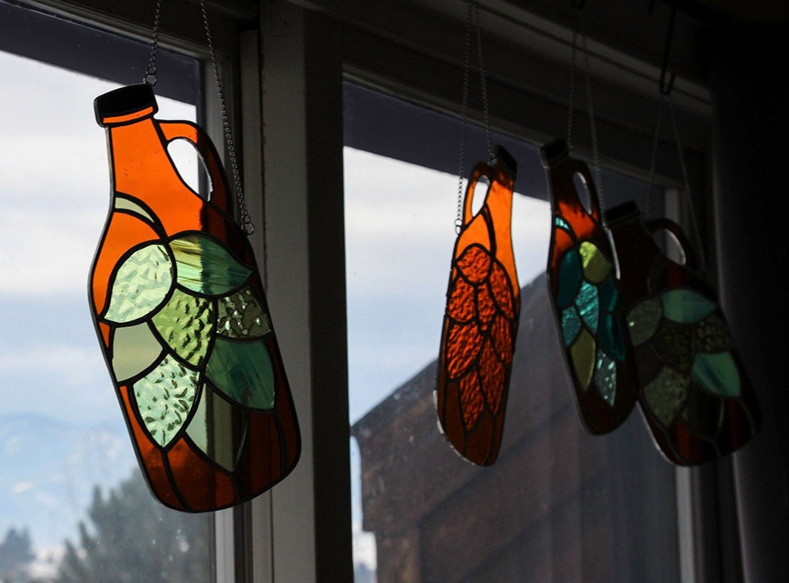 PATTERNS Beer Growler With Hops Stained Glass Pattern - Etsy