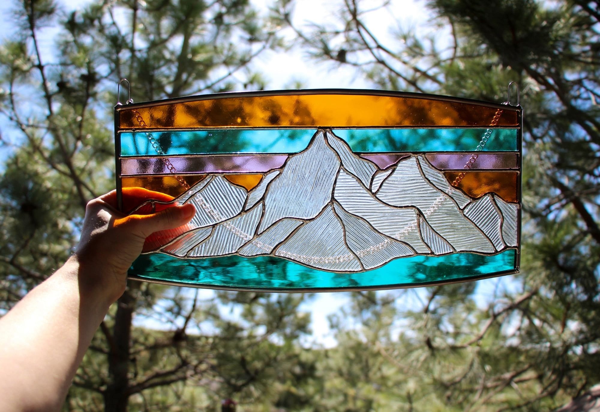 PATTERNS • Mountain Scape Stained Glass Panel Patterns • Digital ...
