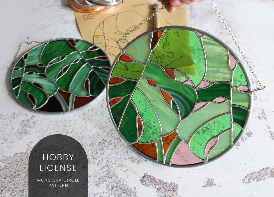 PATTERN • Monstera Leaf Circle Panel Stained Glass Pattern • Digital ...