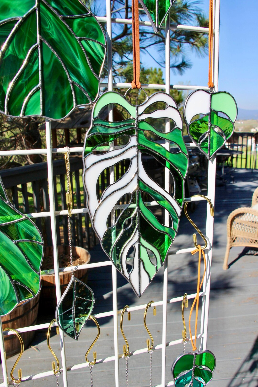 Stained Glass Monstera Obliqua Sun Catcher Leaf | Window Art - Etsy