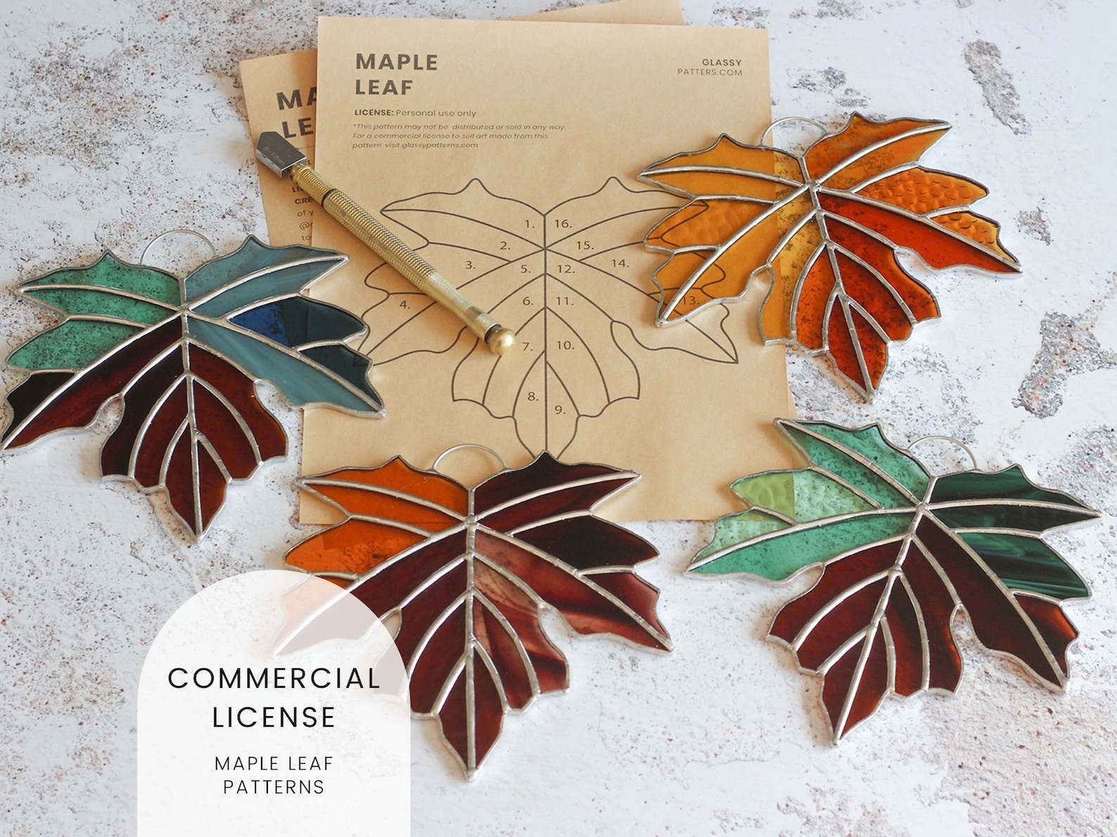 PATTERN Maple Leaf Stained Glass Pattern Digital Download: - Etsy