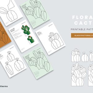 PATTERNS • Floral Cactus Stained Glass Patterns • Digital Download ...