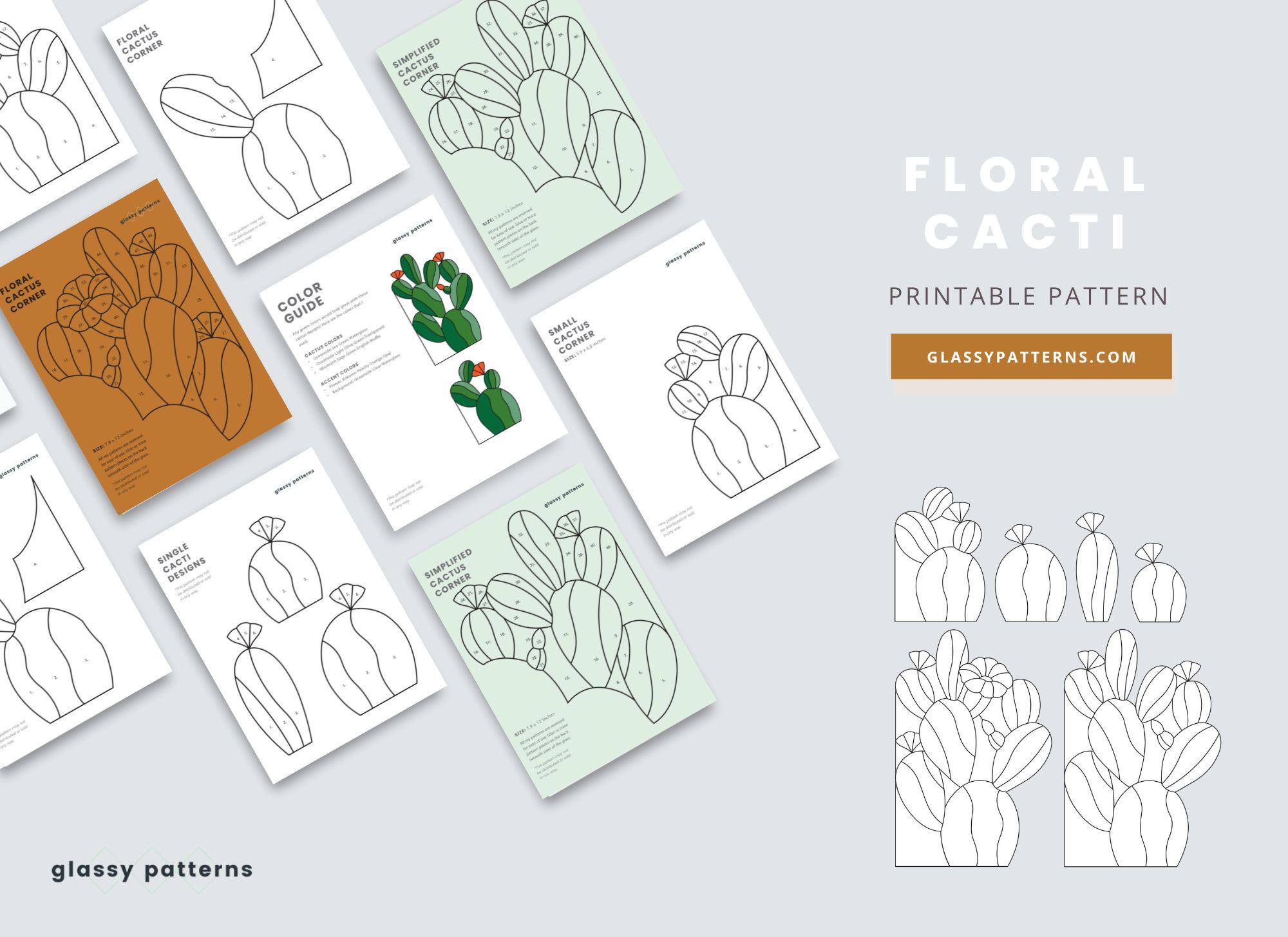 PATTERNS • Floral Cactus Stained Glass Patterns • Digital Download ...