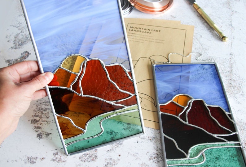 PATTERN Mountain Lake Landscape Stained Glass Pattern - Etsy
