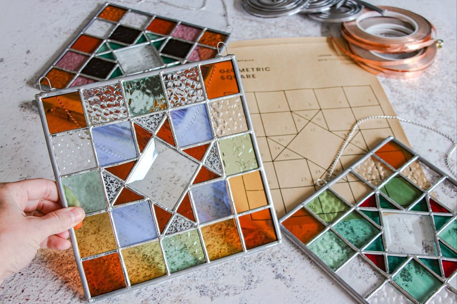 PATTERN Geometric Quilted Square Stained Glass Pattern - Etsy