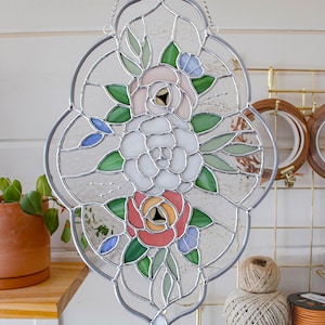 PATTERN • Floral Arrangement Panel Stained Glass Pattern • Digital ...