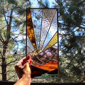 PATTERN • Mountain Sunrise Stained Glass Pattern • Digital Download ...