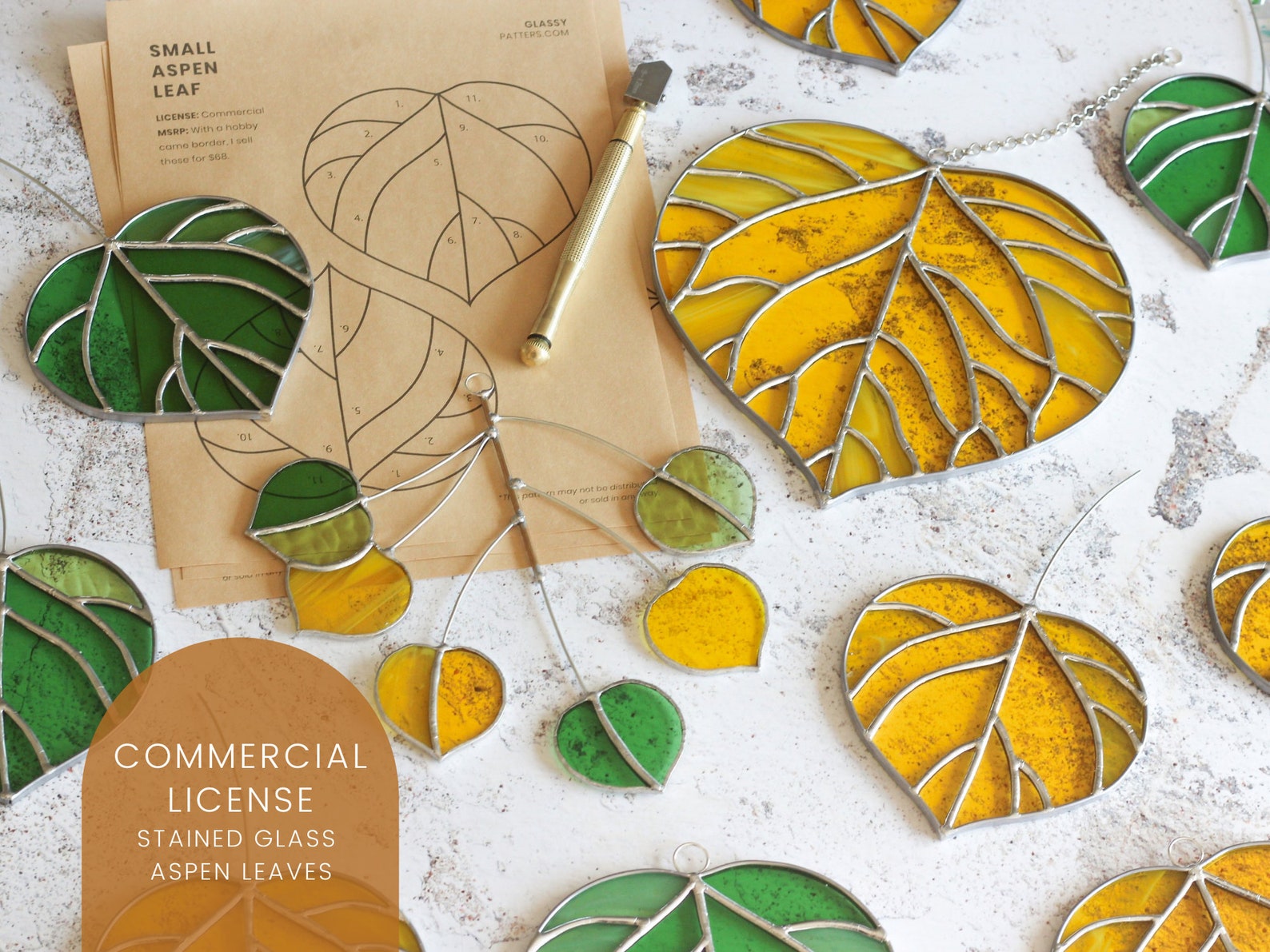PATTERNS 4 Aspen Leaf Stained Glass Patterns Digital | Etsy