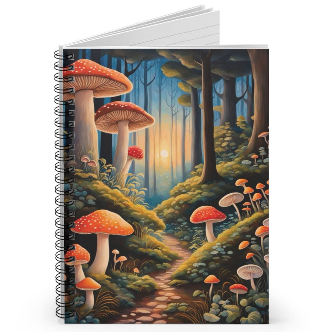 Magical Mushroom Forest Path Spiral Notebook Cottagecore Journal ...