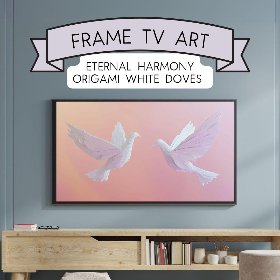 Two White Doves Frame TV Digital Download | Origami Doves Peace Love ...