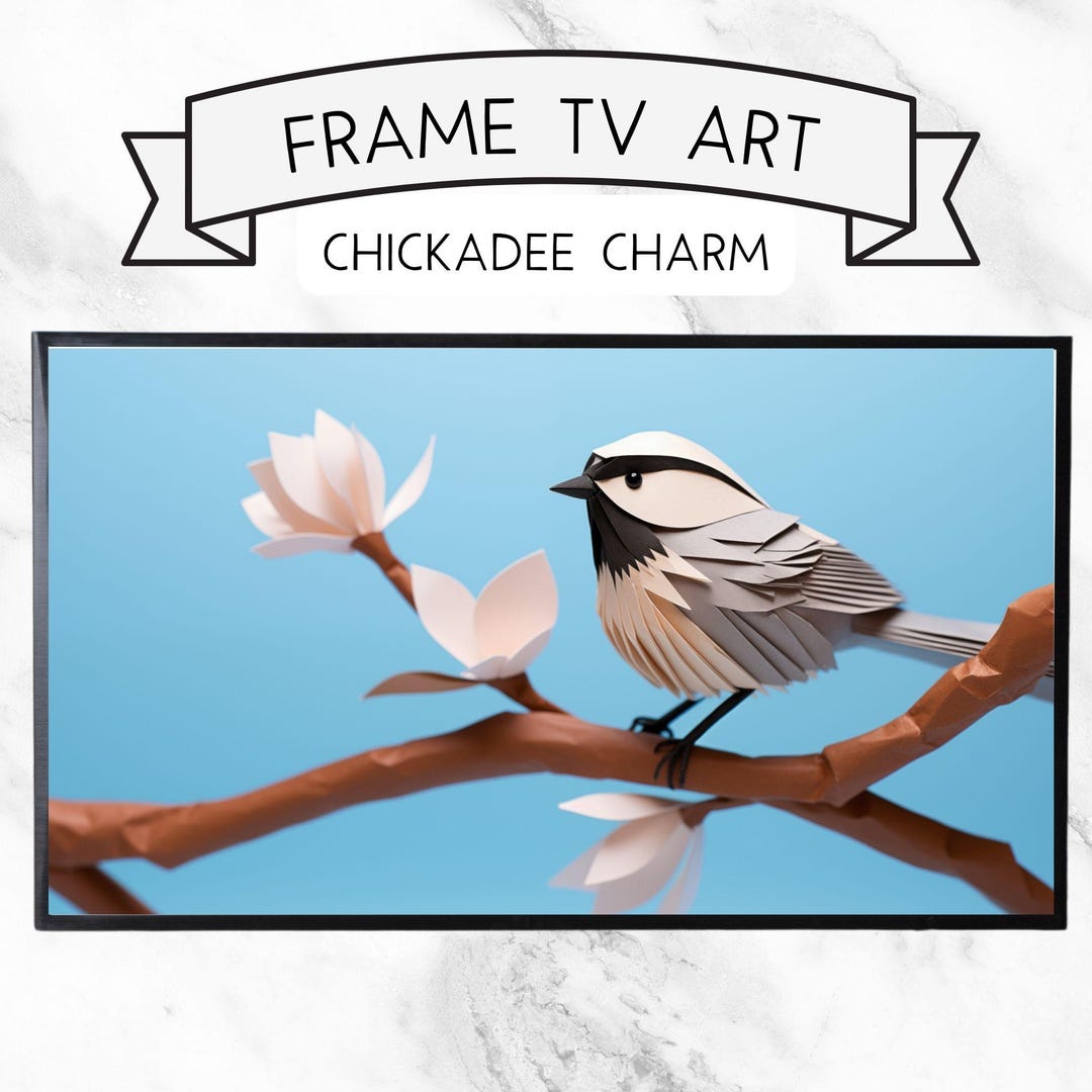 Chickadee Charm Frame TV Digital Download Art | Origami Bird Art ...