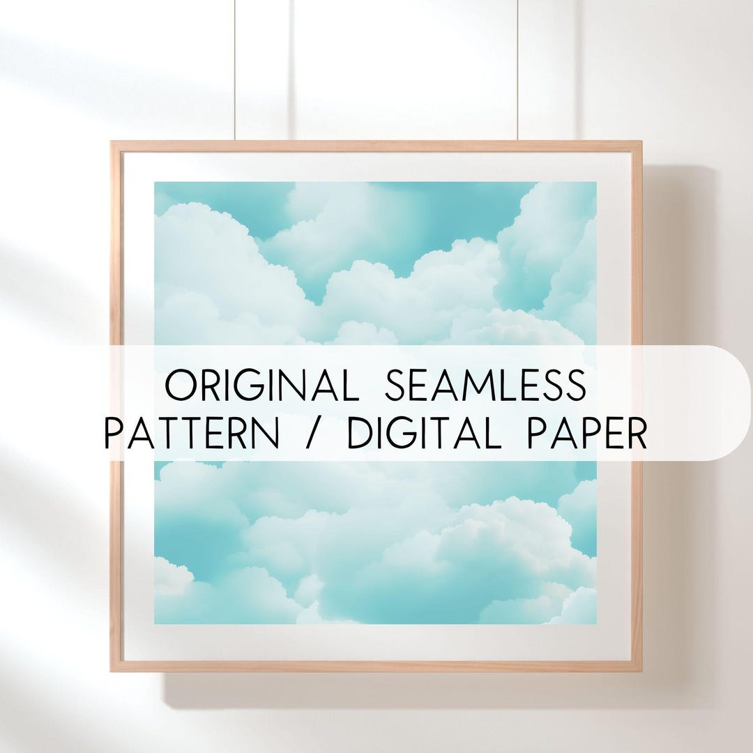 Green Clouds Instant Download | Digital Download Seamless Pattern ...