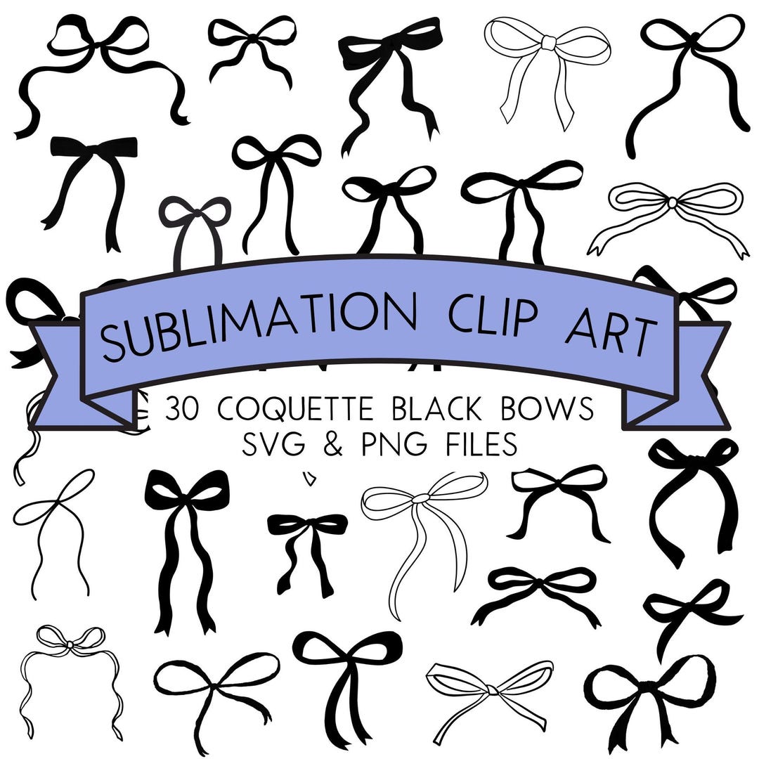 Set of 30 Coquette Black Bows SVG Clip Art Bundle | SVG Whimsy Bows ...