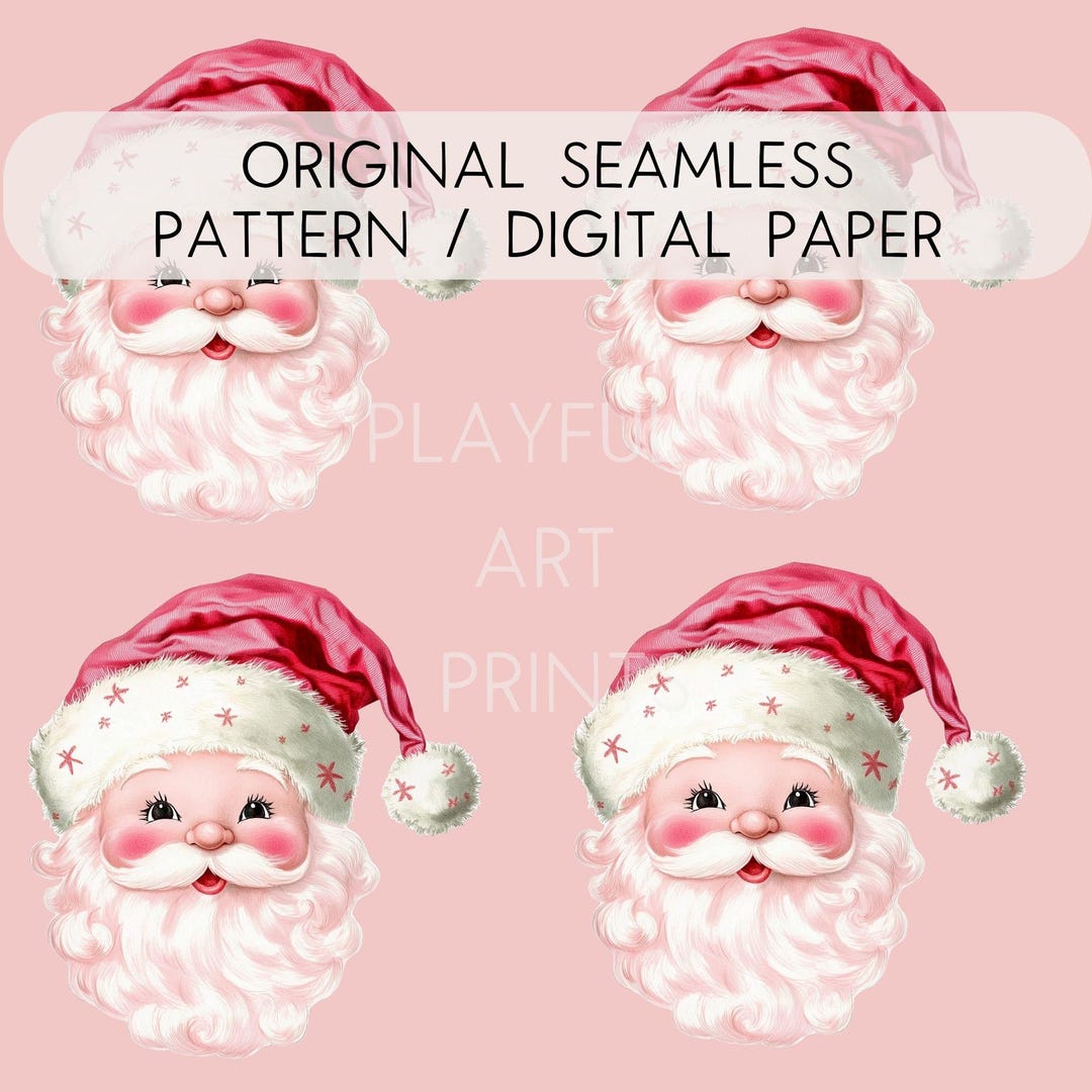 Pink Coquette Santa Digital Paper | Santa Seamless Pattern File ...