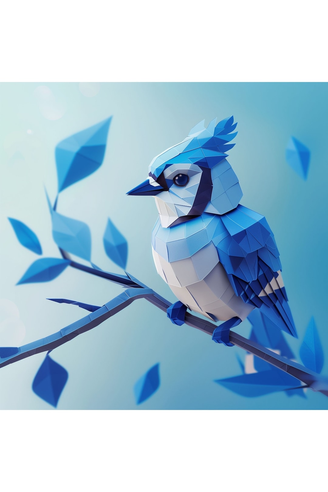 Origami Blue Jay Artwork Digital Prints Origami Bird Art Songbird Wall ...
