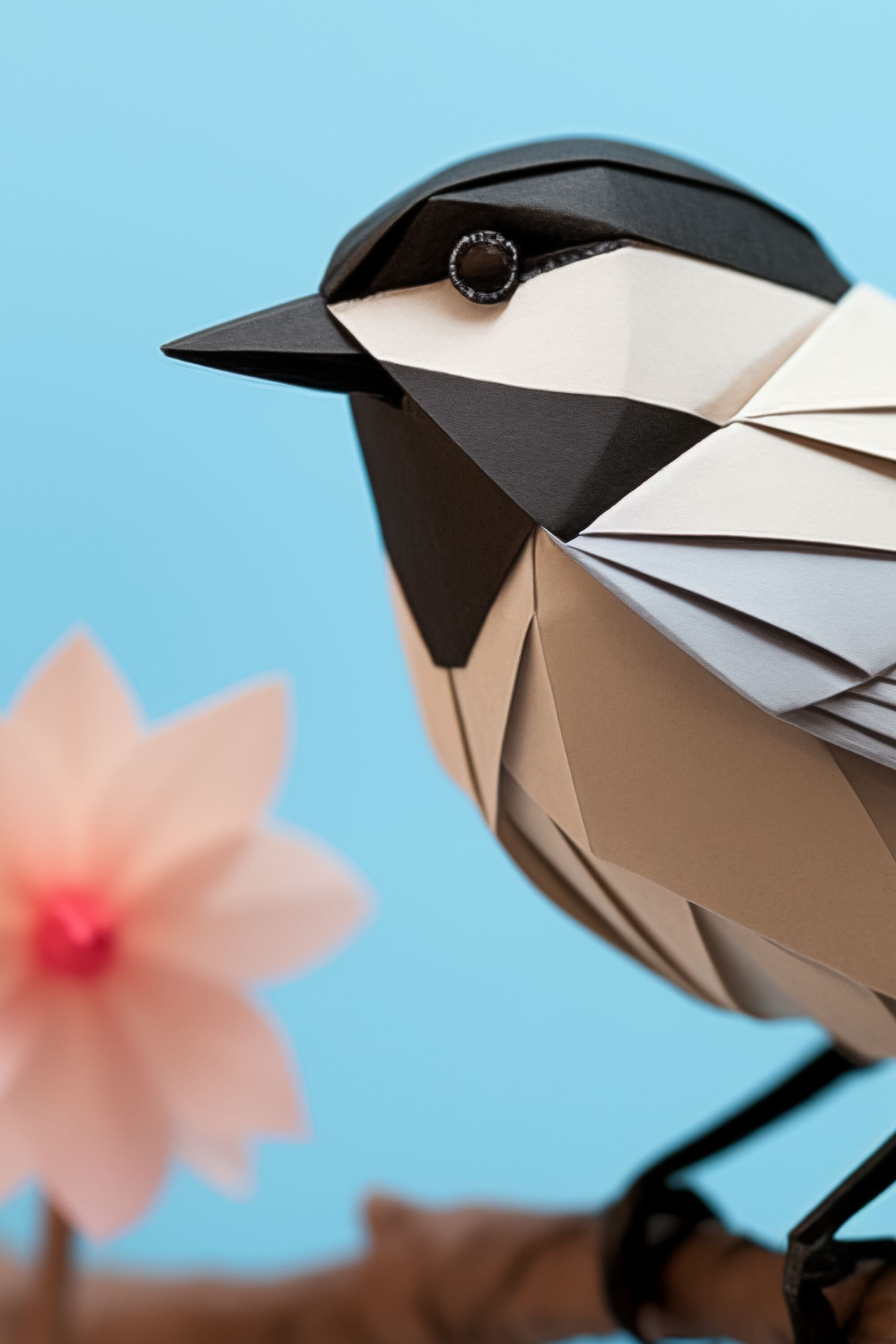 Printable Origami Bird Art Black-capped Chickadee Artwork Gift for ...