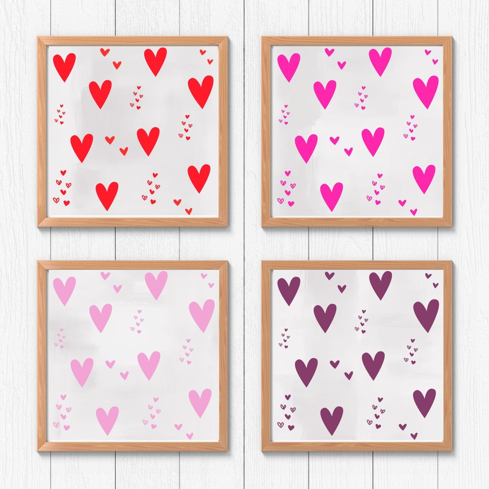 4 Pack Hearts on Watercolor Seamless Patterns | Valentines Day PNG ...